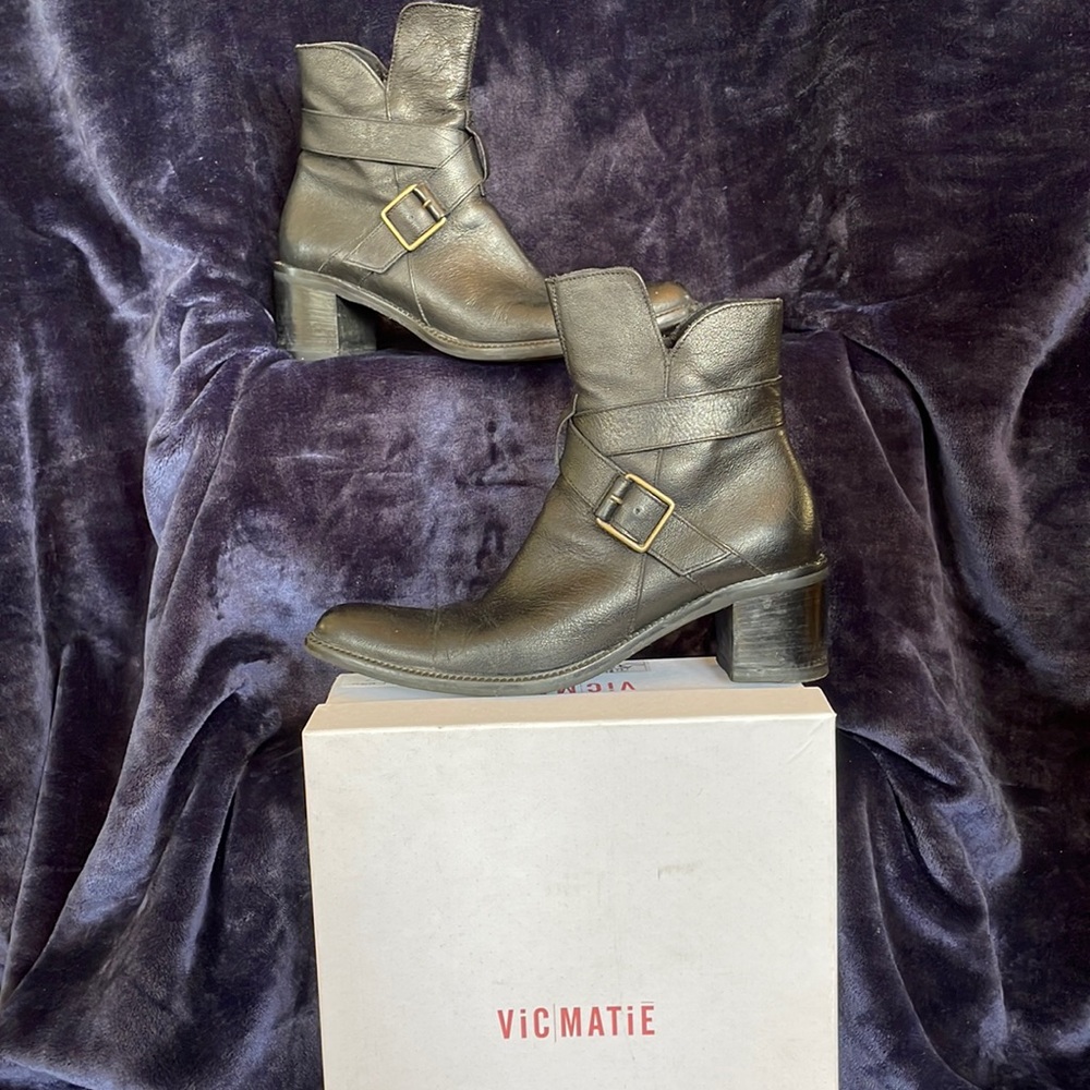 Vintage Y2k Vic Matie Black Leather Ankle Boots, Sz 38 - Gem